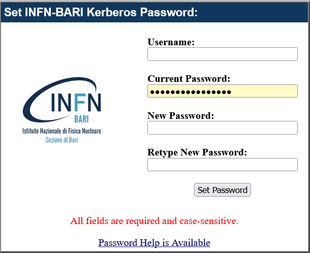 Come si cambia la password? - INFN Sezione di Bari